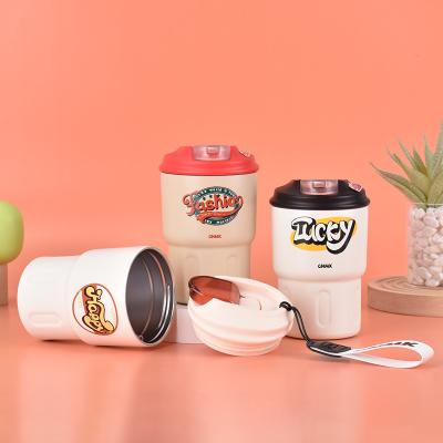 China 350ml Stainless Steel Double Wall Vacuum Insulated Coffee Mug with Lid Cute Design for sale
