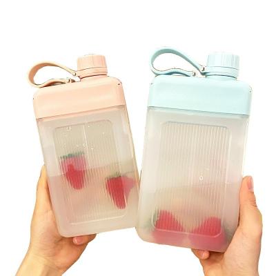 China Plastic Drinking Water Bottle 450ml Portable Square Outdoor Travel Sports Bottle for sale