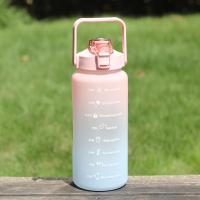 China 2000ml PETG Plastic Drinking Water Bottle with Straw Anti Corrosion Coating Custom Gradient for sale