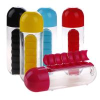 China 600ml 2-in-1 Plastic Water Bottle with Seven-Day Pill Case Boiling Water Safe for sale