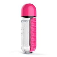 China 600ml 2-in-1 Plastic Water Bottle with Seven-Day Pill Case Boiling Water Safe for sale