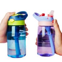 China Custom Logo BPA Free Kids Plastic Water Bottle 500ML with Straw and Spout Tritan for sale
