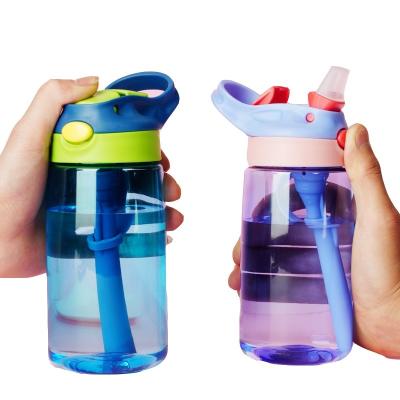 China Custom Logo BPA Free Kids Plastic Water Bottle 500ML with Straw and Spout Tritan for sale