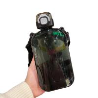China 750ml Square Plastic Water Bottle with Strap for Gym Sports Transparent for sale