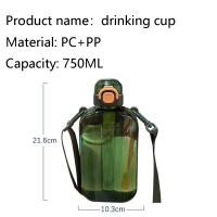 China 750ml Square Plastic Water Bottle with Strap for Gym Sports Transparent for sale
