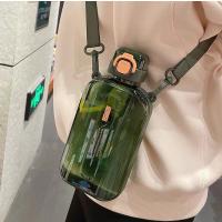 China 750ml Square Plastic Water Bottle with Strap for Gym Sports Transparent for sale