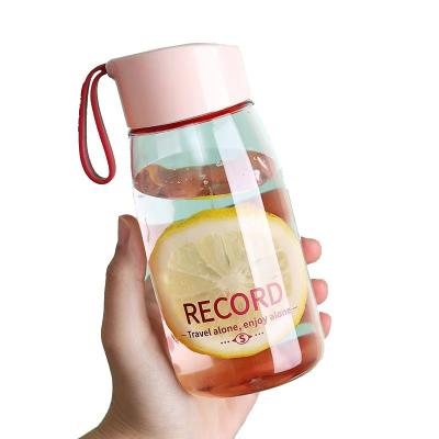 China 380ml Portable Plastic Water Bottle for Girls Transparent Reusable Drinking Bottle for sale