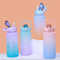 China Plastic Straw Sports Water Bottle 2000ml Large Capacity Gradient Color Drinking Cup for Outdoor for sale