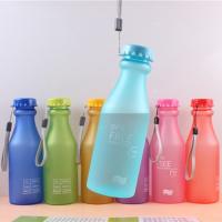 China OEM Custom 550ml Portable Plastic Frosted Sealed Water Bottle with Rope for Sports for sale