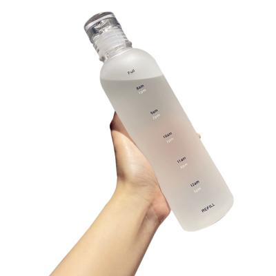 China 500ml Plastic Water Bottle with Time Marker Lid for Sports Camping Travel for sale