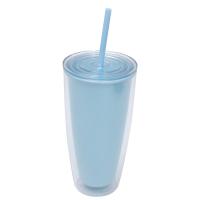 China 750ml Double Wall Plastic Cup with Lid and Straw Reusable Children Tumbler for sale