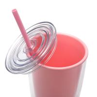 China 750ml Double Wall Plastic Cup with Lid and Straw Reusable Children Tumbler for sale