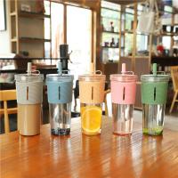 China 700ml Clear BPA Free Plastic Water Bottle Tumbler Cup with Straw and Sleeve for sale