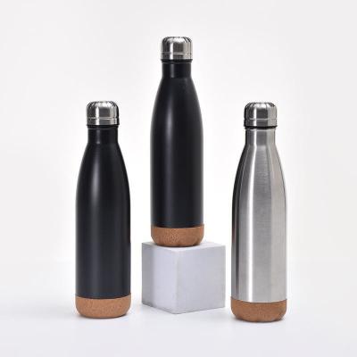 China Custom Logo 500ml Stainless Steel Water Bottle with Cork Bottom 304 for sale