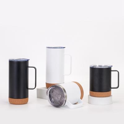 China 12oz 16oz Double Walled Stainless Steel Travel Mug with Tea Infuser and Cork Bottom for sale