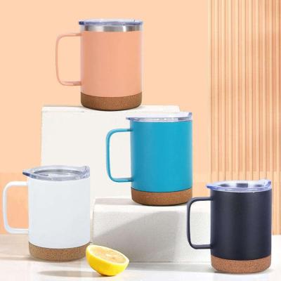 China 12oz 16oz 304 Stainless Steel Vacuum Insulated Coffee Mug Tumbler with Cork Bottom for sale