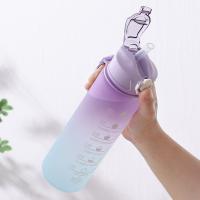 China BPA Free 2000ml 900ml 300ml Plastic Motivational Water Bottle Set 3Pcs for Sports for sale
