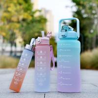 China BPA Free 2000ml 900ml 300ml Plastic Motivational Water Bottle Set 3Pcs for Sports for sale