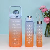 China Portable Gradient Color Water Bottle Set 2000ml 900ml 280ml with Lid PC PP ABS Silicone for sale