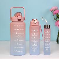 China Portable Gradient Color Water Bottle Set 2000ml 900ml 280ml with Lid PC PP ABS Silicone for sale