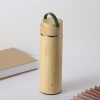 China 500ml Double Wall Stainless Steel Sports Thermos Water Bottle with Bamboo Shell for sale