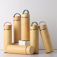 China 500ml Double Wall Stainless Steel Sports Thermos Water Bottle with Bamboo Shell for sale