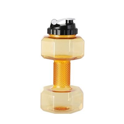 China Dumbbell Shape Water Bottle 2.2L Large Capacity PE PETG Fitness Exercise Bottle for sale