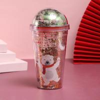 China 500ml Plastic Double Wall Tumblers with Straw Customized Color and Accessories for sale