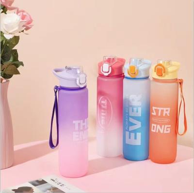 China 1000ml Plastic Sports Water Bottle with Time Marker Outdoor Travel Drinking Bottle Custom Logo for sale