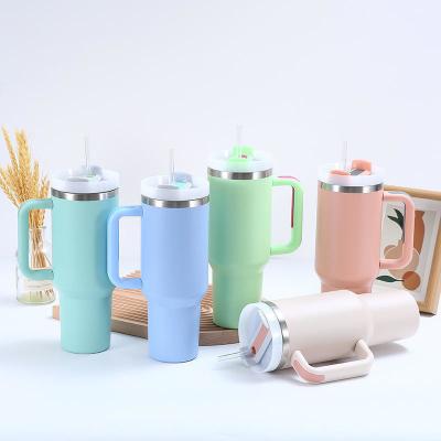 China 40oz Stainless Steel Travel Tumbler with Handle Straw Thermal Insulation Car Cup for sale