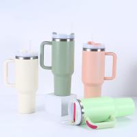 China 40oz Stainless Steel Travel Tumbler with Handle Straw Thermal Insulation Car Cup for sale
