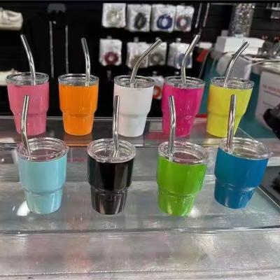 China 2oz Stainless Steel Shot Glass Mini Water Bottle with Straw Custom Color 304 for sale