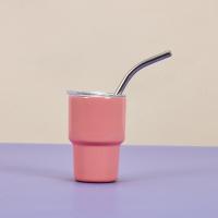 China 2oz Stainless Steel Shot Glass Mini Water Bottle with Straw Custom Color 304 for sale