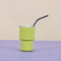 China 2oz Stainless Steel Shot Glass Mini Water Bottle with Straw Custom Color 304 for sale