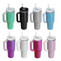 China 40oz Diamond Rhinestone Stainless Steel Vacuum Insulated Water Bottle with Straw Handle for sale