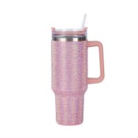 China 40oz Diamond Rhinestone Stainless Steel Vacuum Insulated Water Bottle with Straw Handle for sale