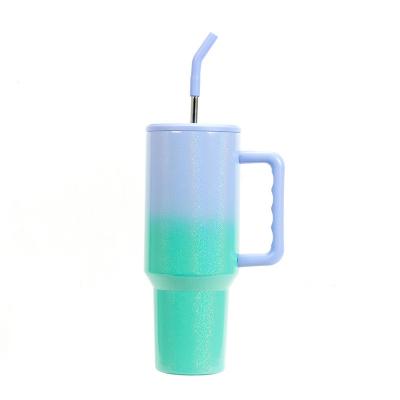 China 40 oz Stainless Steel Tumbler with Handle and Straw Vacuum Insulated Sports Water Bottle for sale