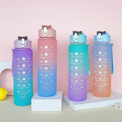 China Tritan Water Bottle 900ml BPA Free with Time Marker Gradient Color for Outdoor Sports for sale