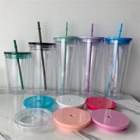 China Custom DIY 16oz 24oz Double Wall Plastic Acrylic Clear Cup with Straw and Lid for sale