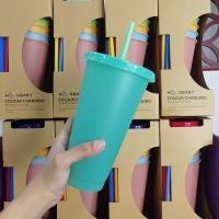 China 24oz BPA Free Color Changing Plastic Tumbler with Lid and Straw Custom Print for sale