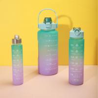 China 2000ml 900ml 300ml 3 in 1 Custom Plastic Straw Bottle with Time Marker for Gym Sports for sale