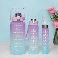 China 3 in 1 Set 64 oz Half Gallon Gym Motivational Water Bottle 2000ML 900ML 500ML PC PP ABS for sale