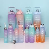 China 3 in 1 Set 64 oz Half Gallon Gym Motivational Water Bottle 2000ML 900ML 500ML PC PP ABS for sale