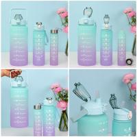 China 3 in 1 Set 64 oz Half Gallon Gym Motivational Water Bottle 2000ML 900ML 500ML PC PP ABS for sale