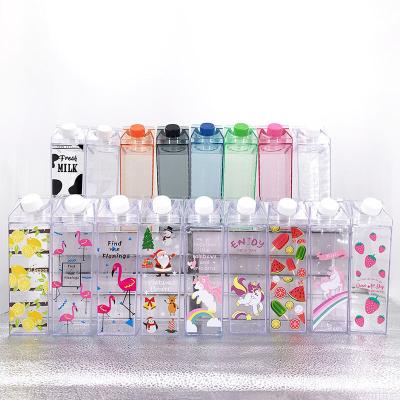 China Custom Transparent Acrylic Milk Carton Water Bottle 500ml 1000ml BPA Free for sale