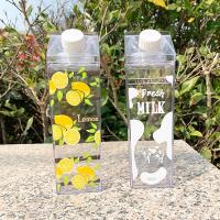 China Unisex 500ml Clear Plastic Water Bottle Applicable for Boiling Water Cute Square Design for sale