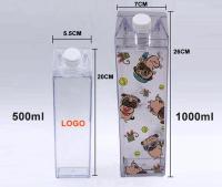 China Unisex 500ml Clear Plastic Water Bottle Applicable for Boiling Water Cute Square Design for sale