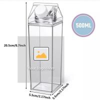 China Food Grade Plastic Milk Carton Water Bottle 500ml 17oz Clear Outdoor Reusable for sale
