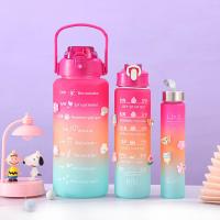 China Custom 3-in-1 Motivational Water Bottle Set 2000ml 900ml 500ml PE Plastic Outdoor Sports for sale