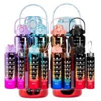 China 2000ml 900ml 300ml PE Water Bottle Set BPA Free Plastic Drinking Bottles with Straw for sale